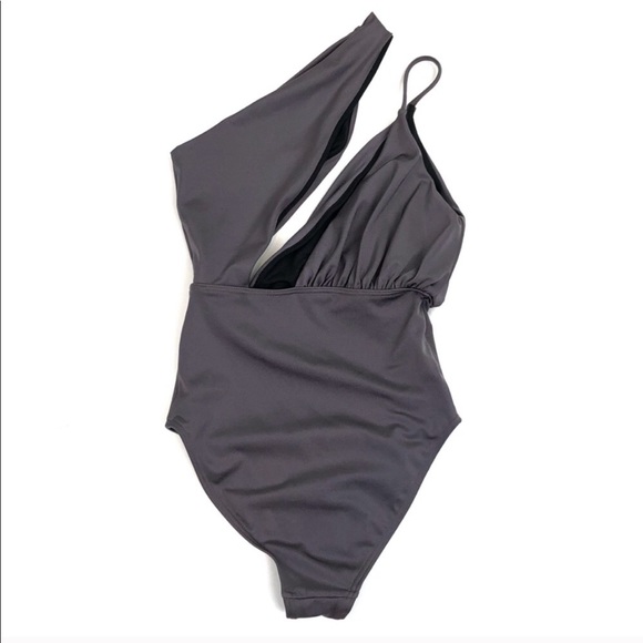 ASOS | Swim | Dark Gray Sexy One Shoulder Full Piece Swim Suit | Poshmark